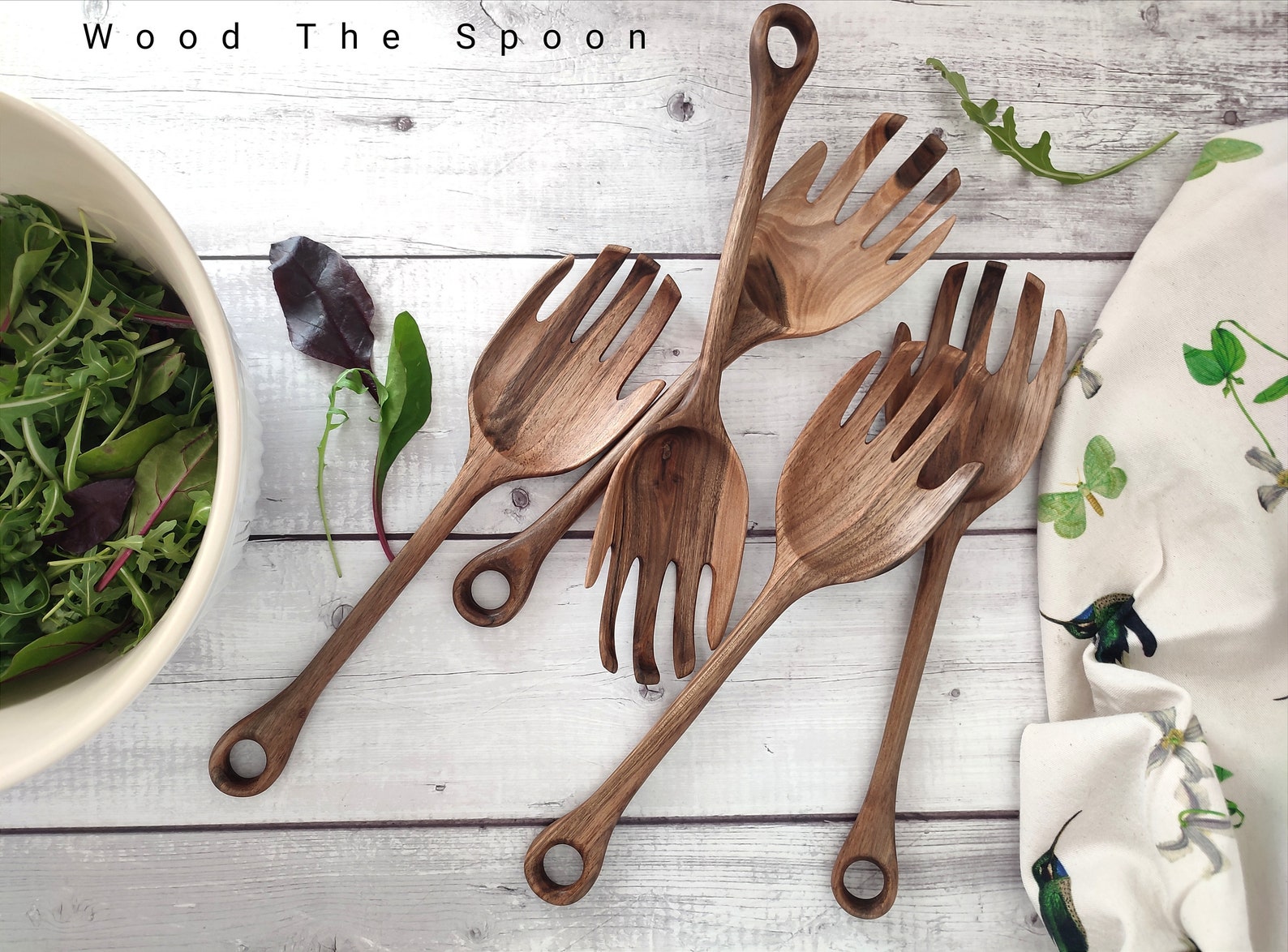 Salad Server, Walnut Hands, Salad Serving, Wooden Salad Server Hands ...