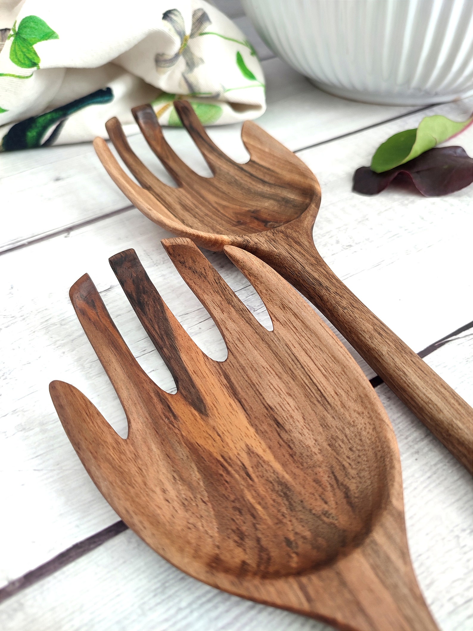 Salad Server, Walnut Hands, Salad Serving, Wooden Salad Server Hands ...
