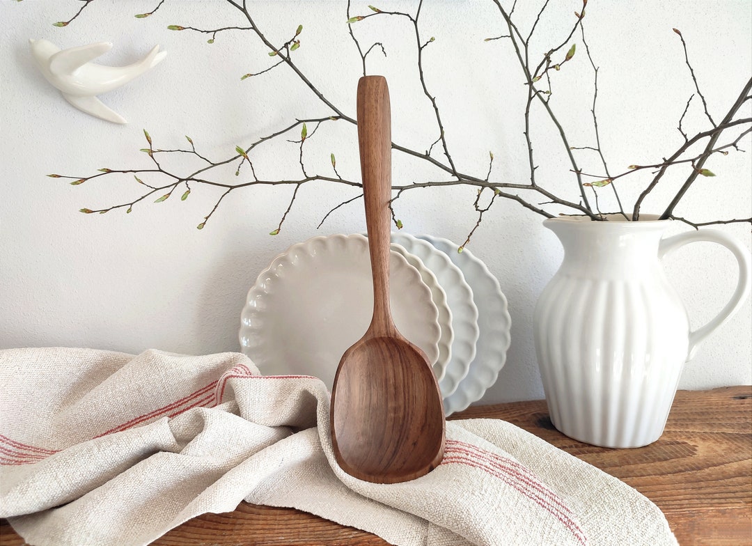 Universal Wooden Spoon Serving Utensils, Flat Wooden Ladle Handmade ...