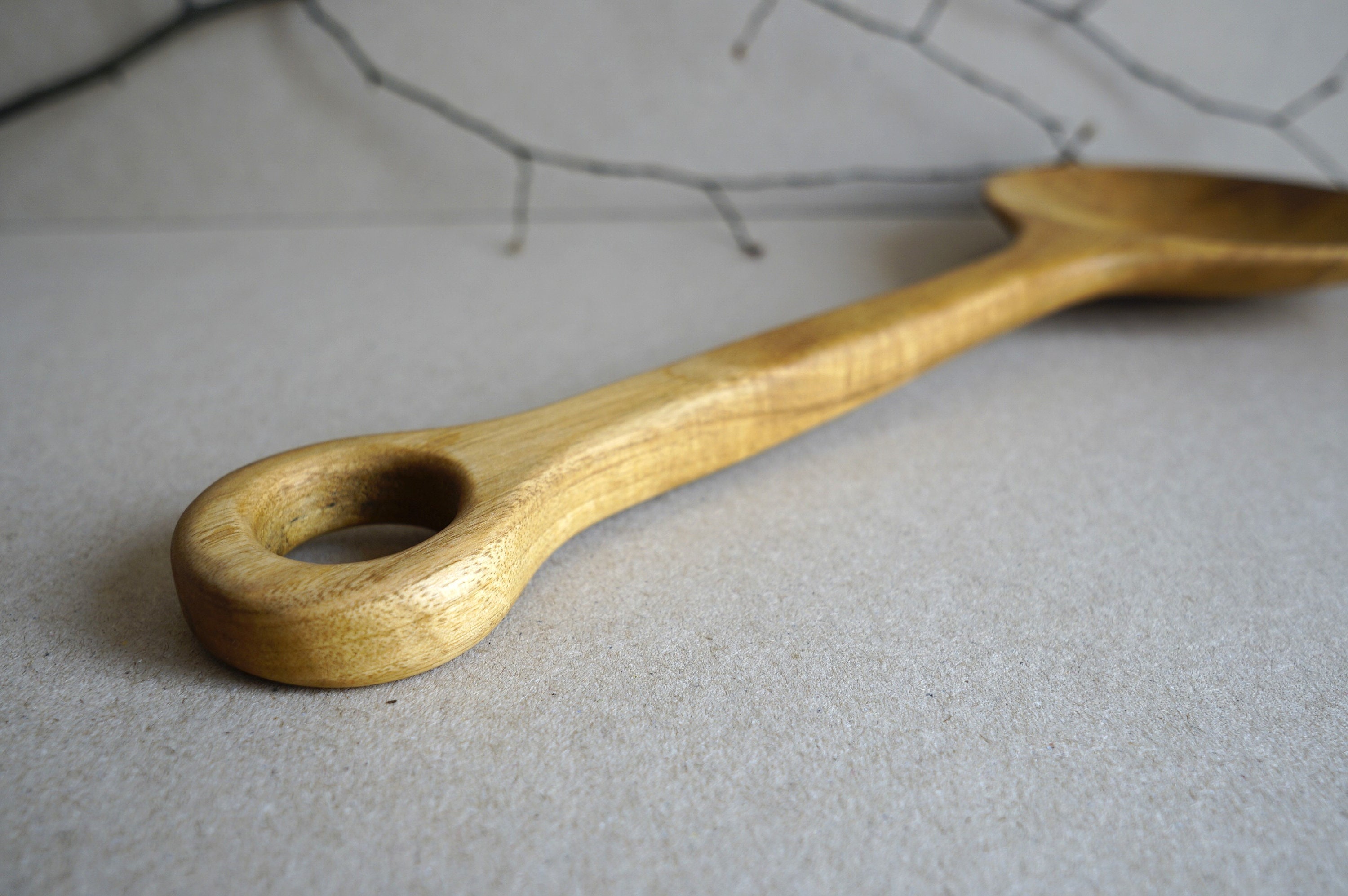 Large Walnut Spoon Wooden Ladle With Hole Carving Serving - Etsy