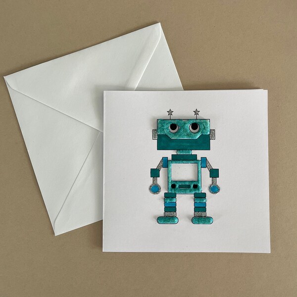 Robot Birthday Card - Etsy