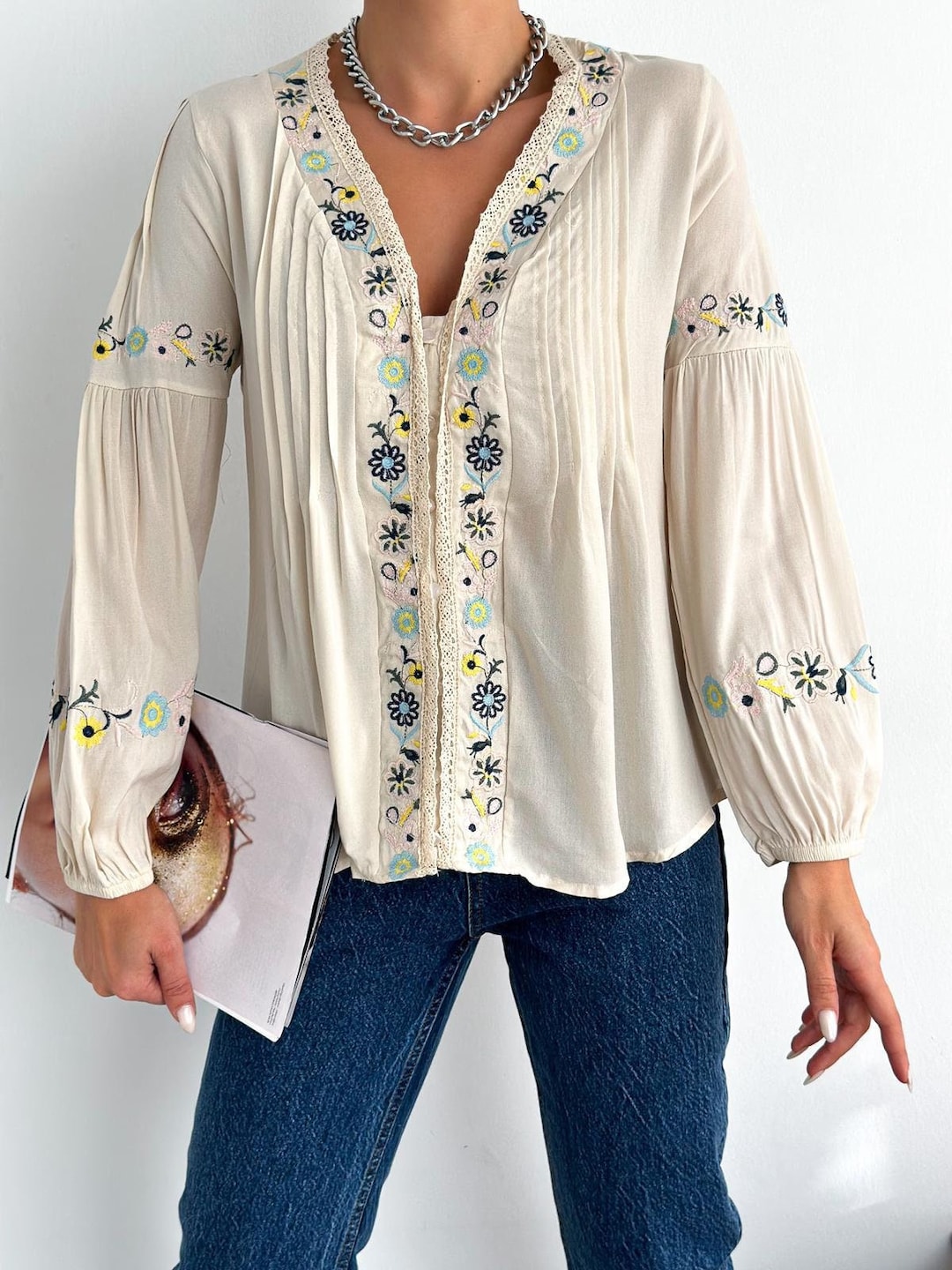 Floral Embroidered Blouse, Blouse for Women, Boho Blouse, Vintage ...