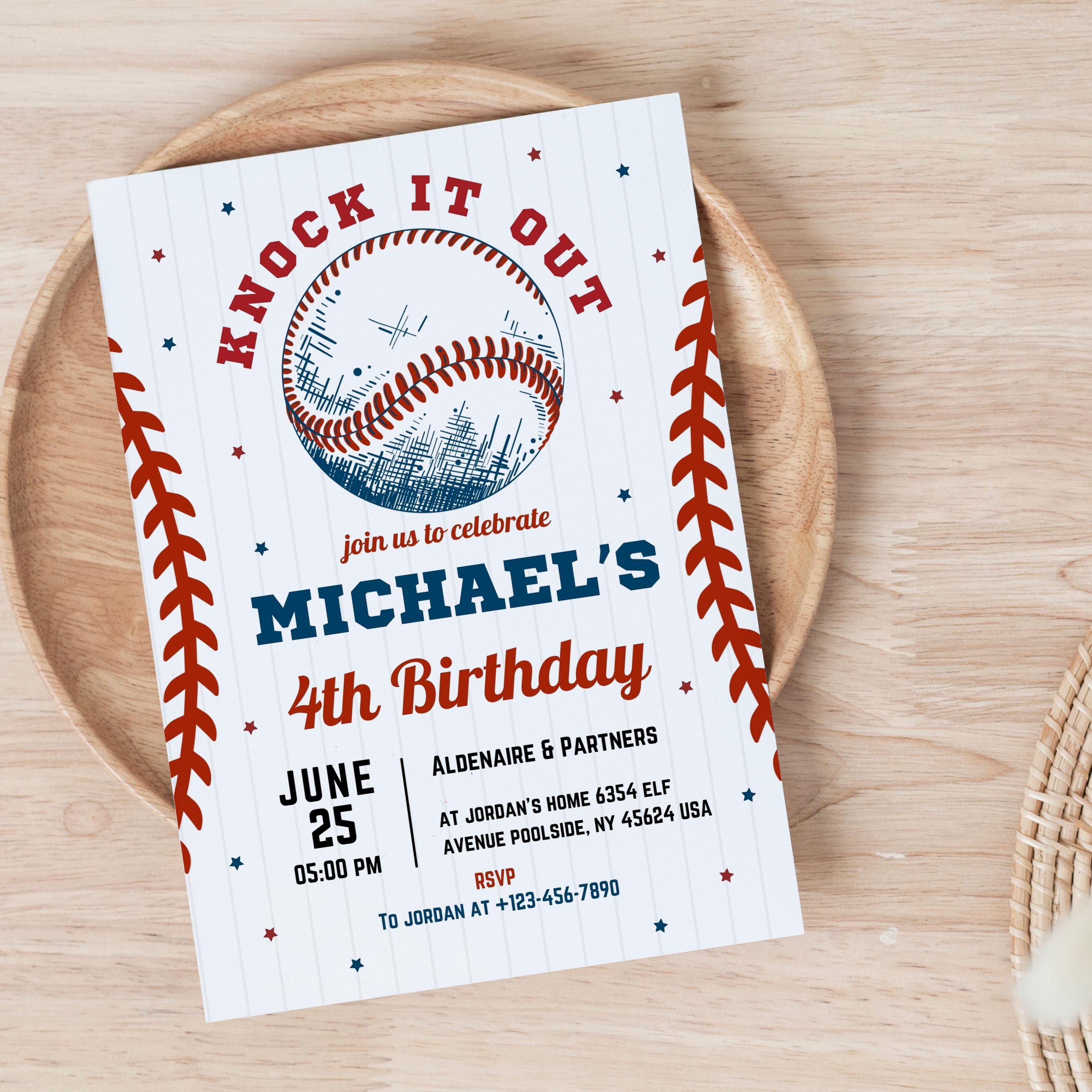 Editable Baseball Birthday Invitation Template, Baseball Party ...