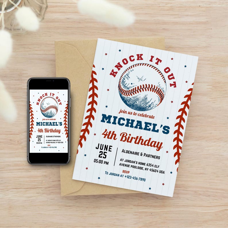 Editable Baseball Birthday Invitation Template, Baseball Party ...