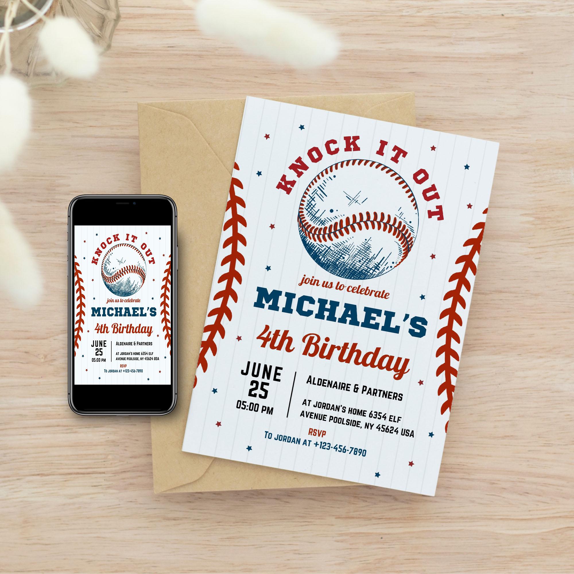 Editable Baseball Birthday Invitation Template, Baseball Party ...