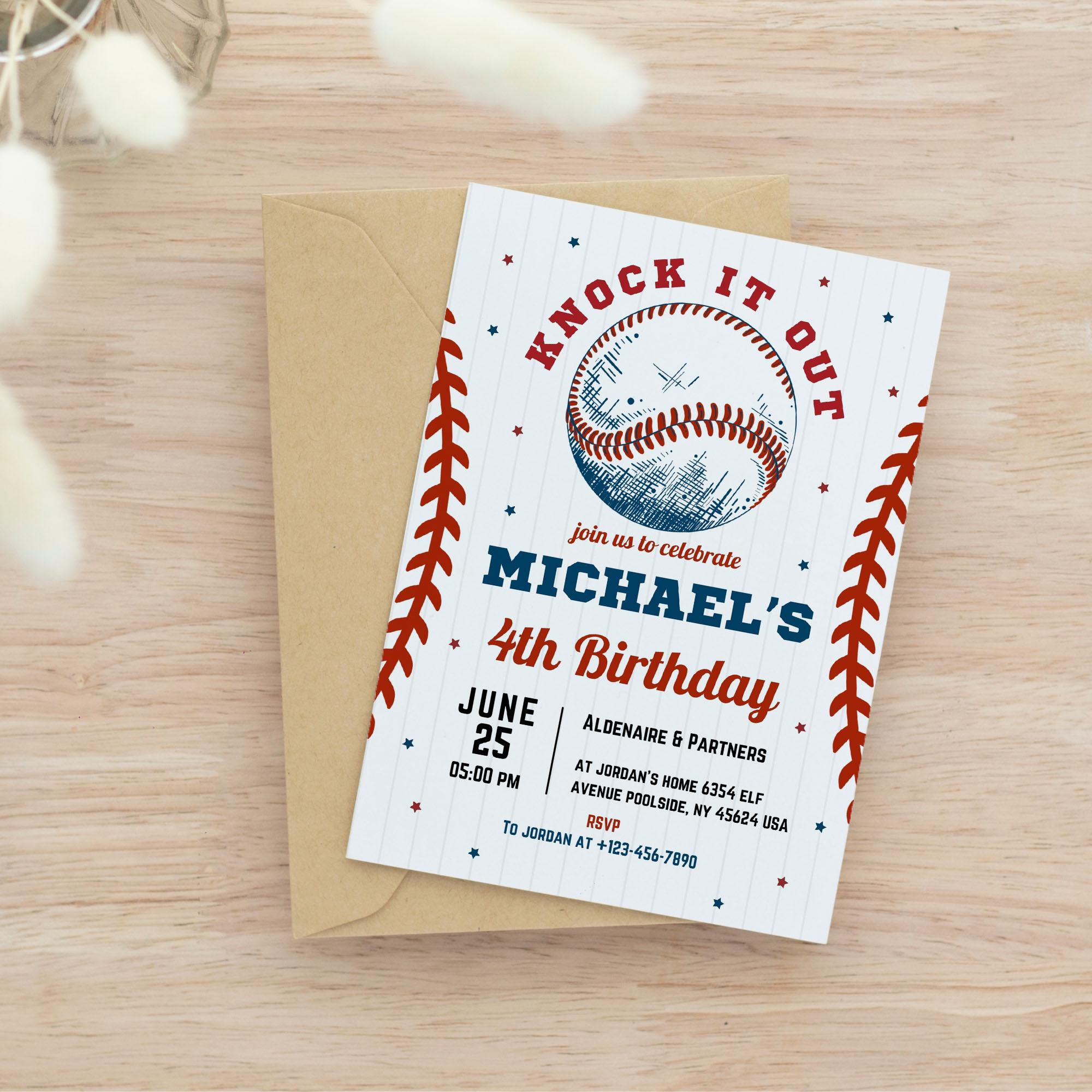 Editable Baseball Birthday Invitation Template, Baseball Party ...