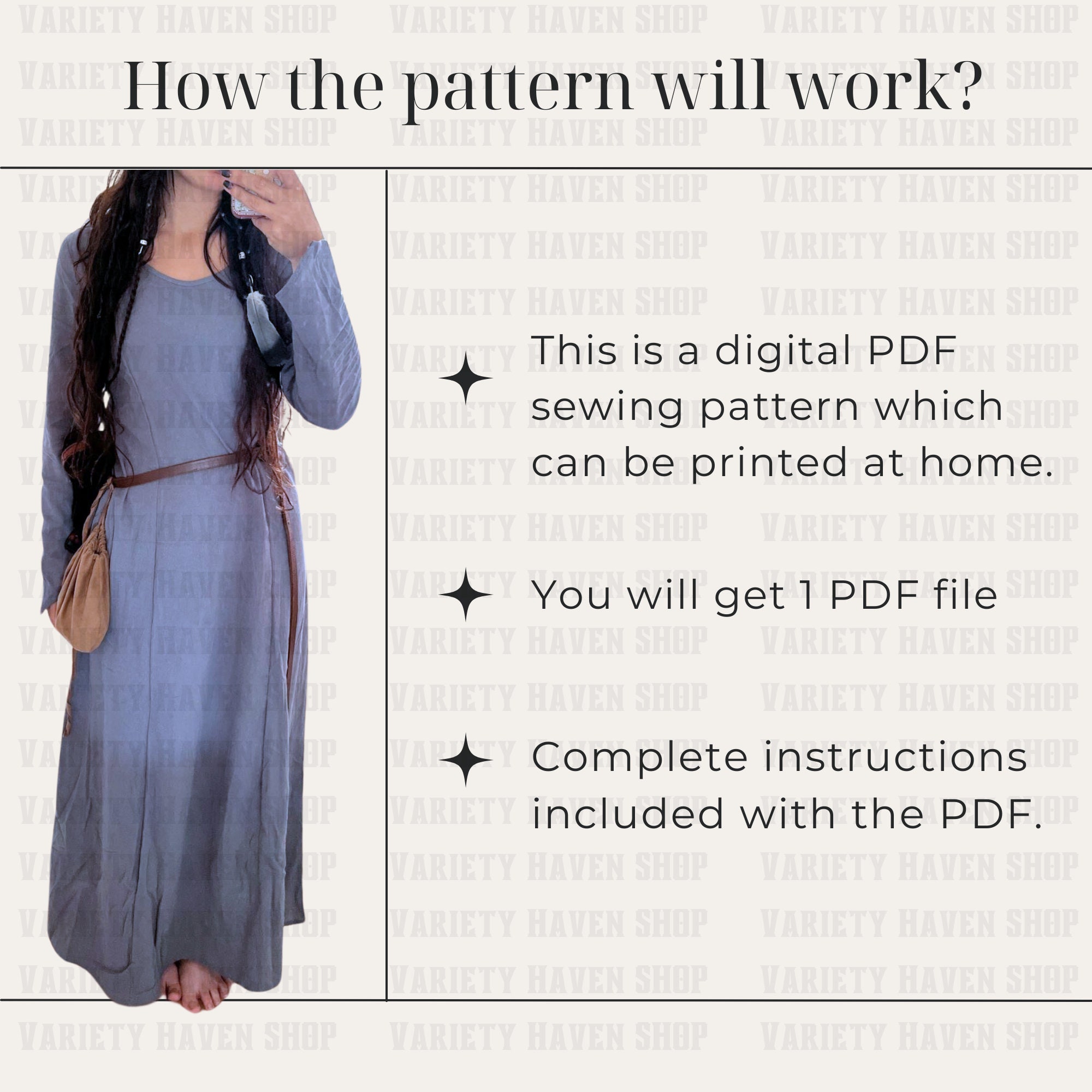 Vintage Medieval Dress Sewing Pattern, PDF Download Pattern - Etsy