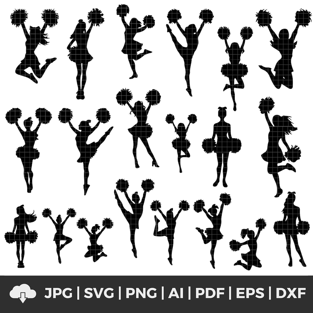 Cheerleader Girl Silhouette Svg, Cheer Svg, Cheerleader Football Svg ...