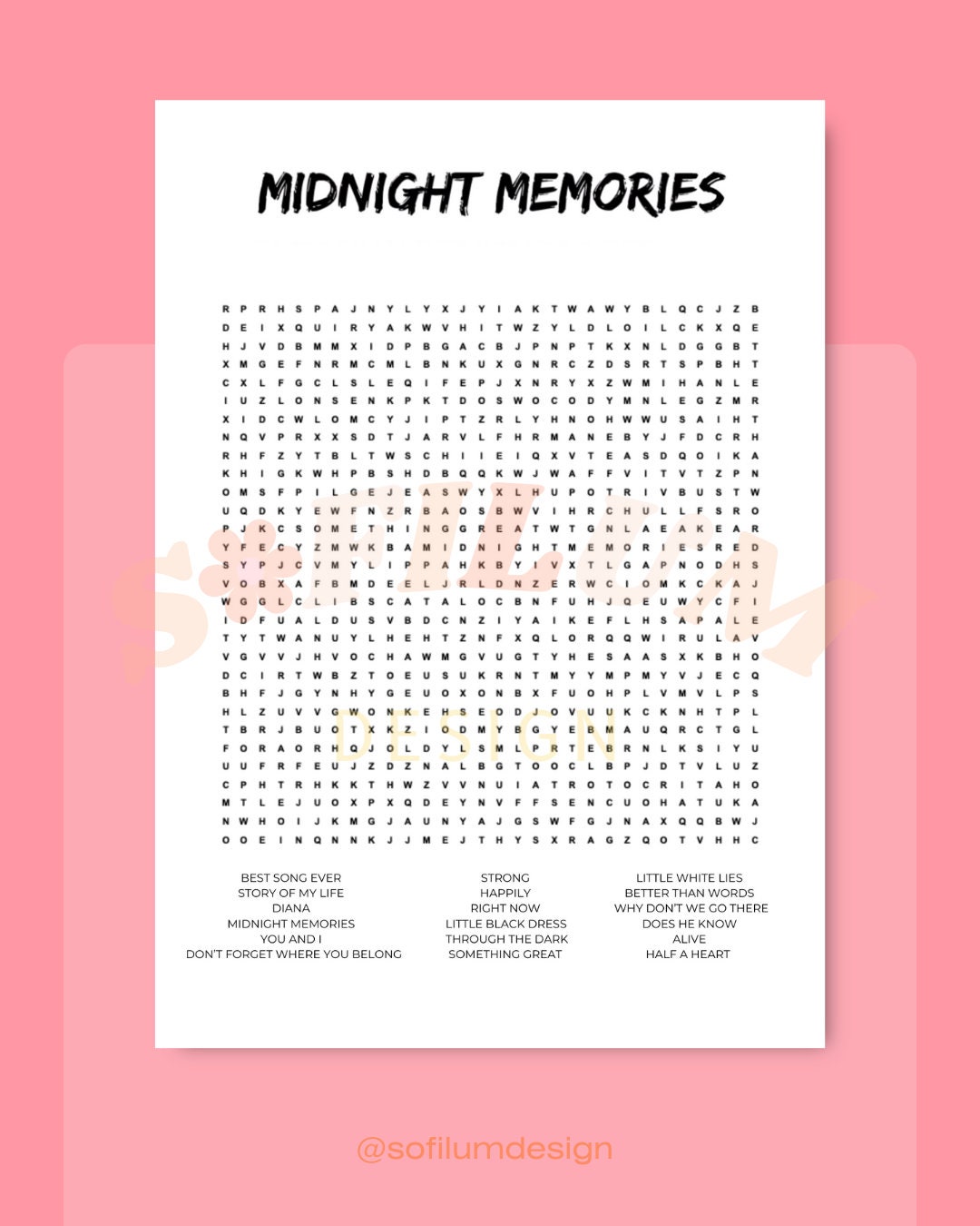 One Direction Word Search Puzzle Activities for Kids Activities for ...