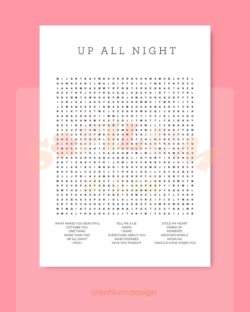 One Direction Word Search Puzzle | Activities for Kids | Activities for ...