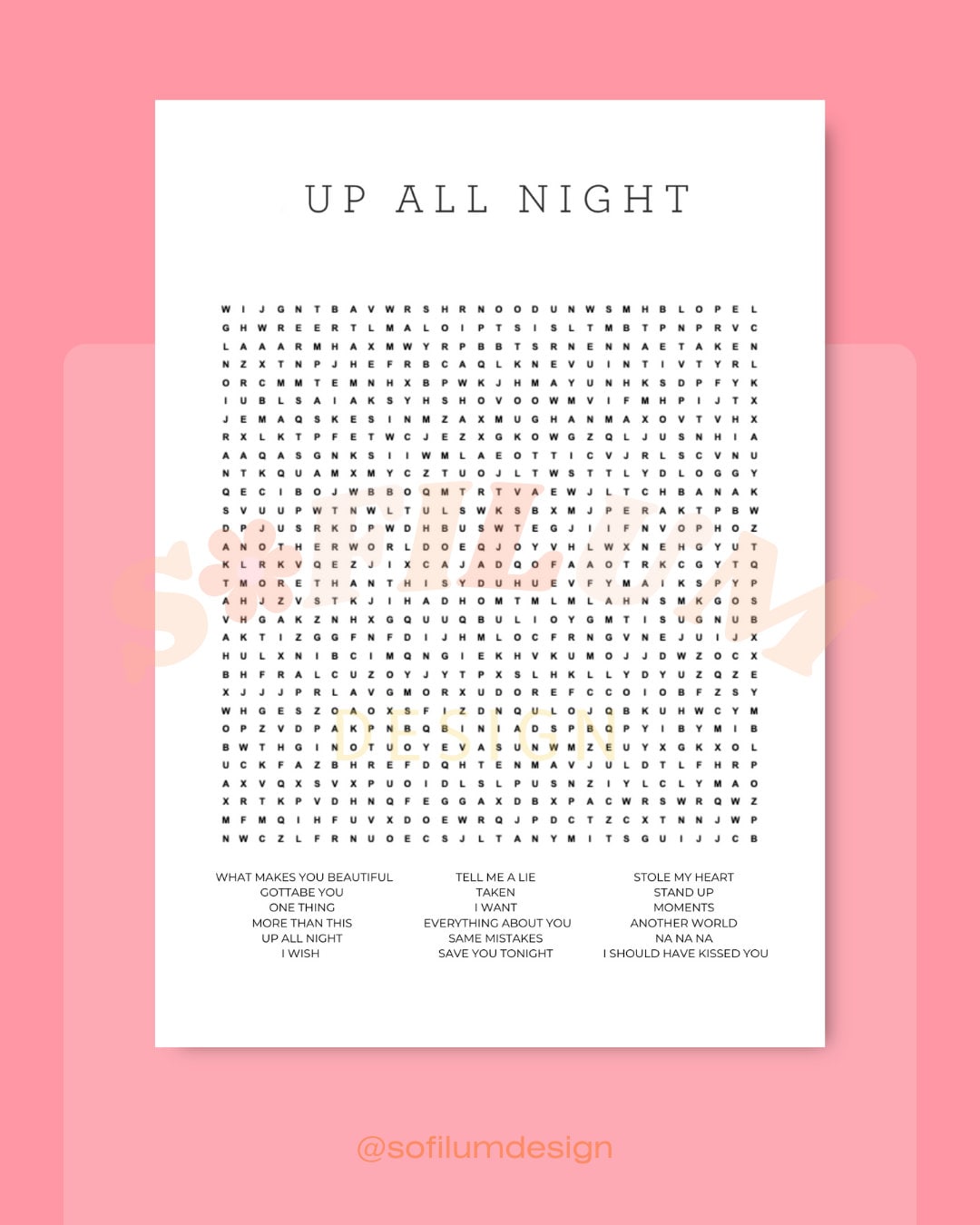 One Direction Word Search Puzzle | Activities for Kids | Activities for ...