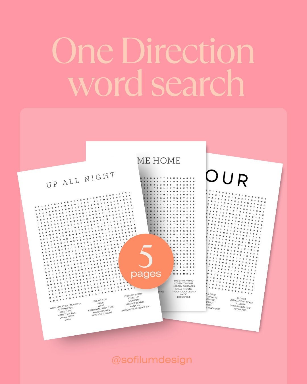 One Direction Word Search Puzzle | Activities for Kids | Activities for ...