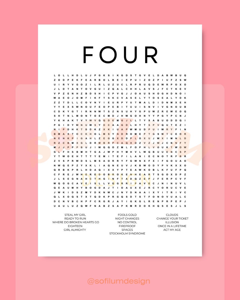 One Direction Word Search Puzzle Activities for Kids Activities for ...