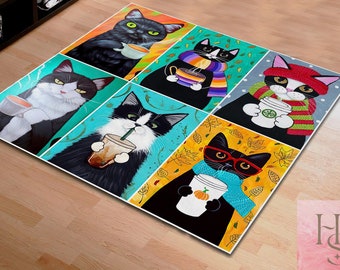 Cute Cat Design Rug - Etsy