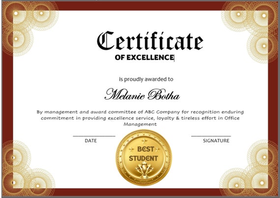 Best Student Certificate Template