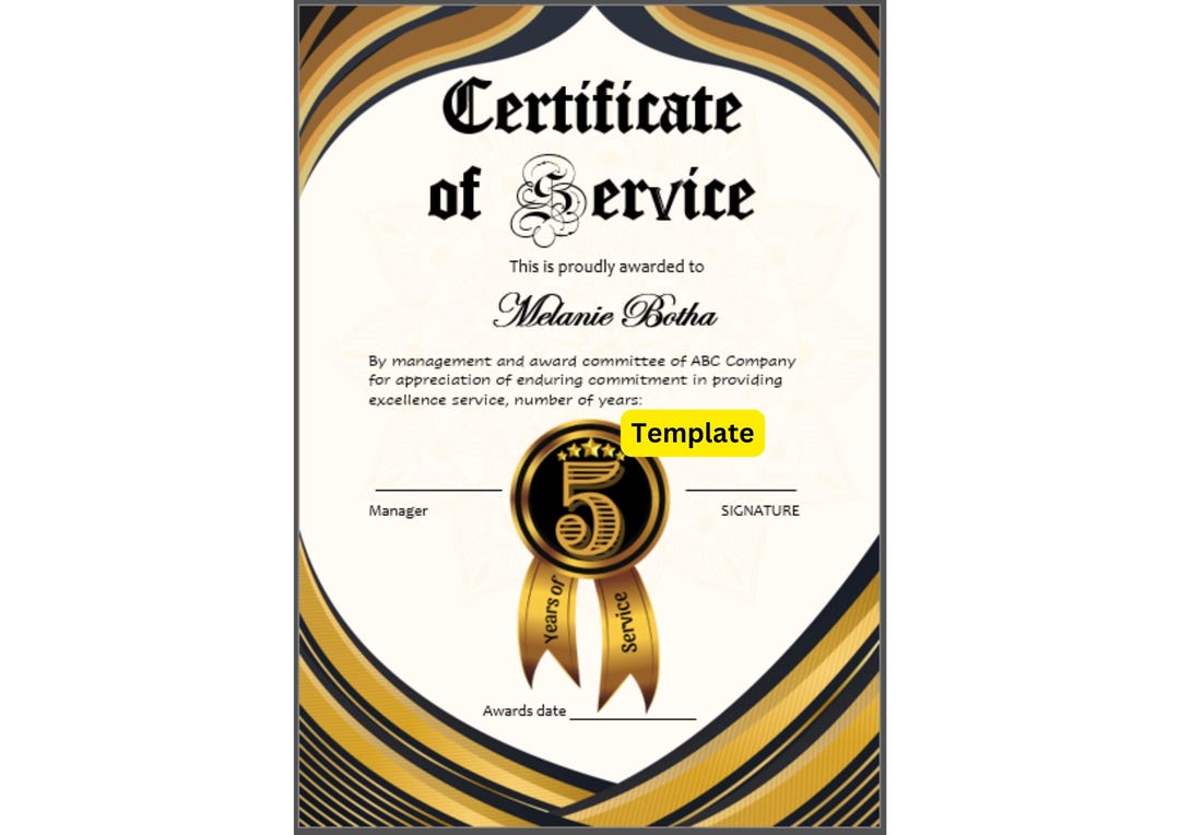 05 Years Service | Microsoft Word Template With Customized Logo ...