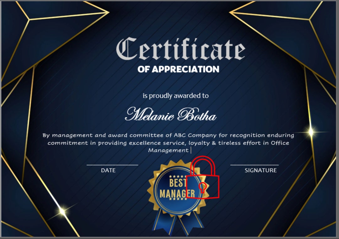 Best Manager Certificate Template in Ms Word - Etsy