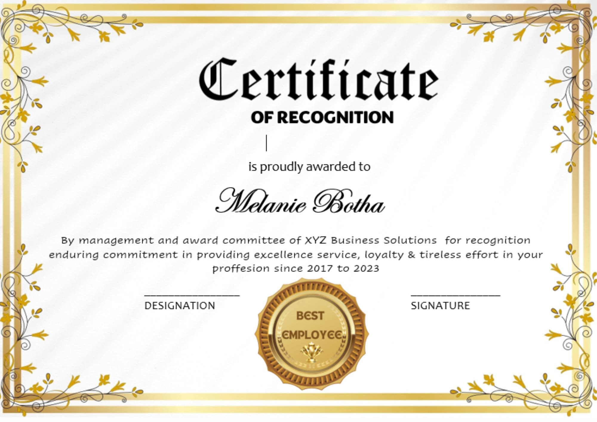 Best Employee Certificate Template in Ms Word - Etsy