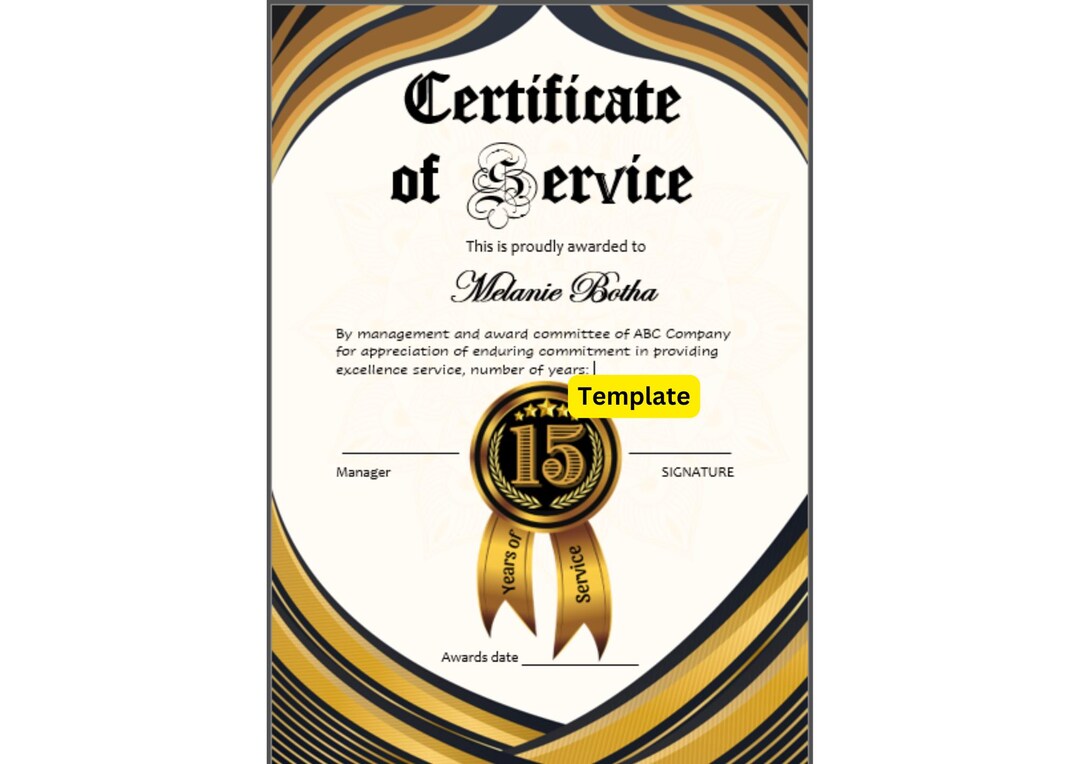 15 Years Service - Microsoft Word Template With Customized Logo ...