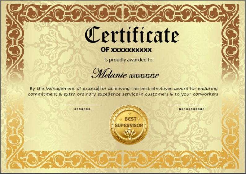 Best Supervisor Certificate Template in Ms Word - Etsy