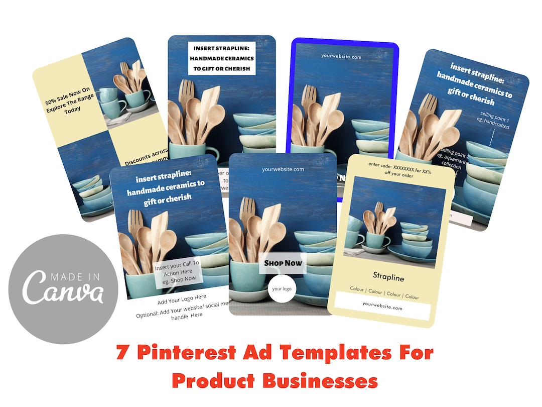Editable 7 Pinterest Ad Canva Templates for Product Businesses ...