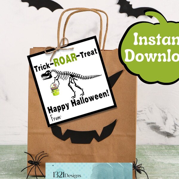 Printable Trick or Treat Halloween Tags, Happy Halloween Gift Tags ...