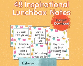 Lunch Box Notes Printable, Lunch Notes for Kids, Cute Lunchbox Notes ...
