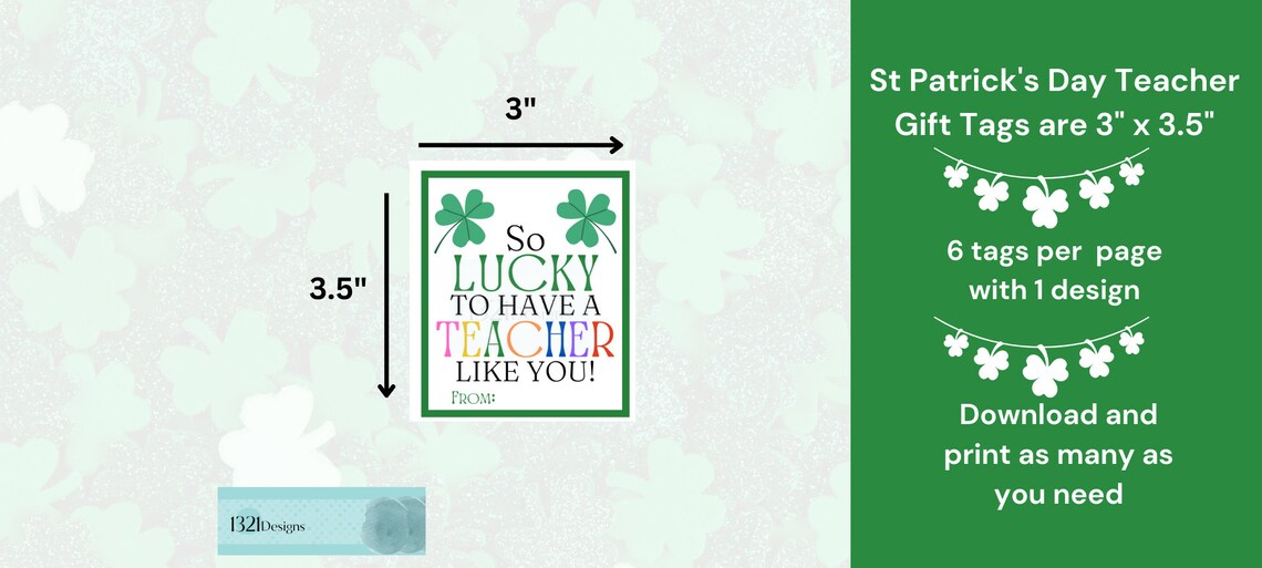 St. Patrick's Day Teacher Gift Tag, Printable Gift Tag, St Patrick's ...