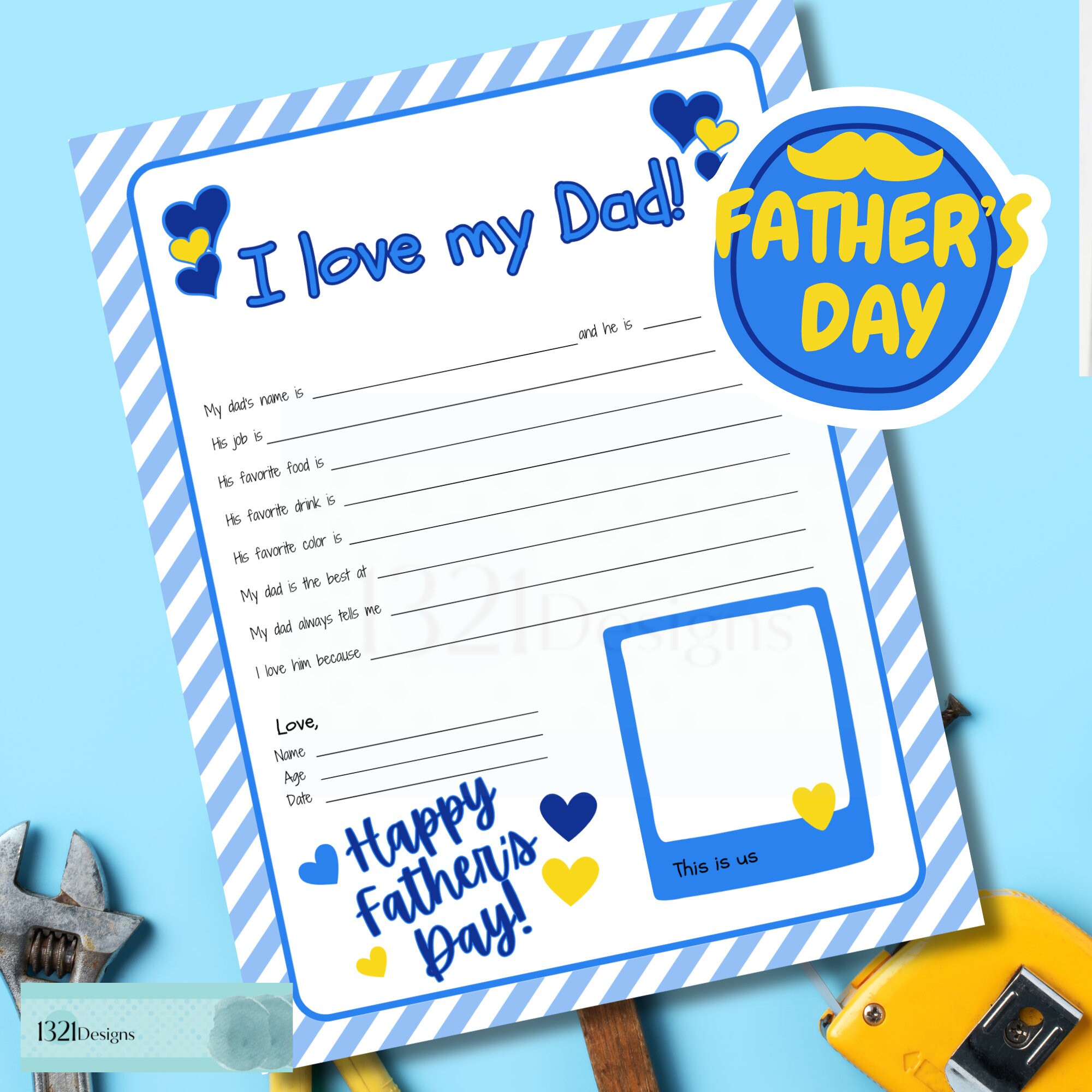 I Love My Dad PDF Printable Father's Day Worksheet for Kids, Fathers ...