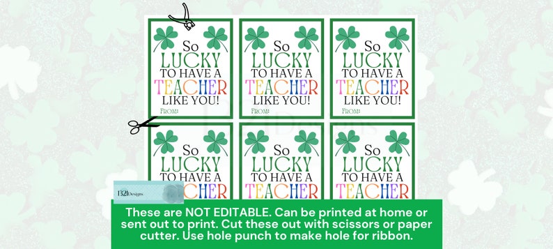 St. Patrick's Day Teacher Gift Tag, Printable Gift Tag, St Patrick's ...
