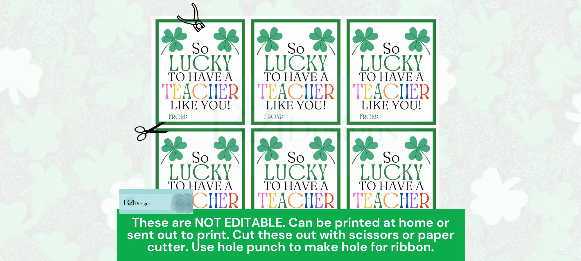 St. Patrick's Day Teacher Gift Tag, Printable Gift Tag, St Patrick's ...