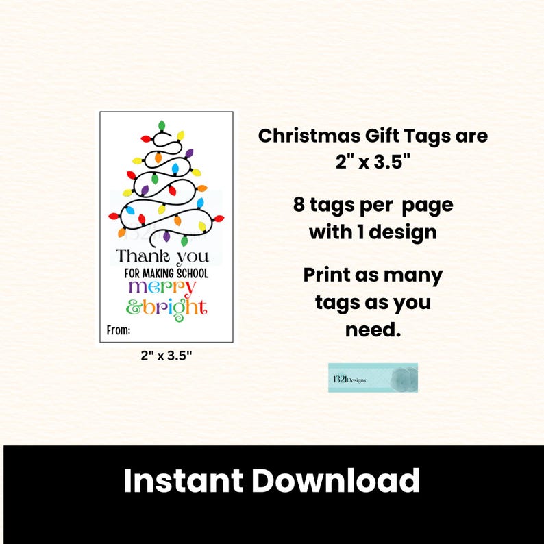 Printable School Christmas Gift Tag, Thank You for Making School Merry ...