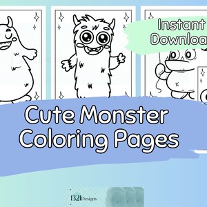 Printable Cute Monster Coloring Pages, Instant Download and Print ...