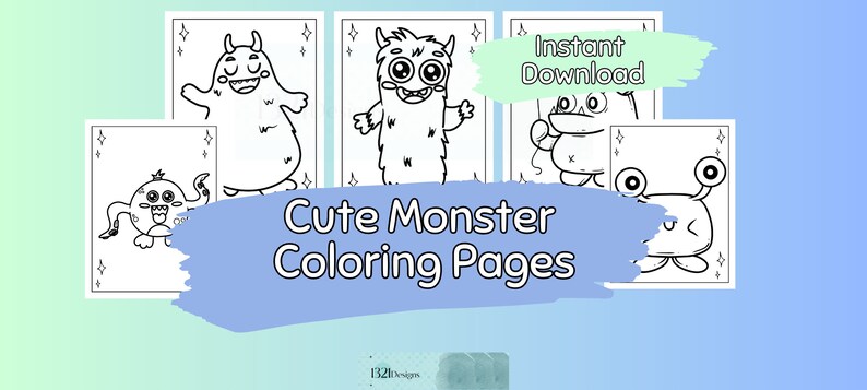 Printable Cute Monster Coloring Pages, Instant Download and Print ...