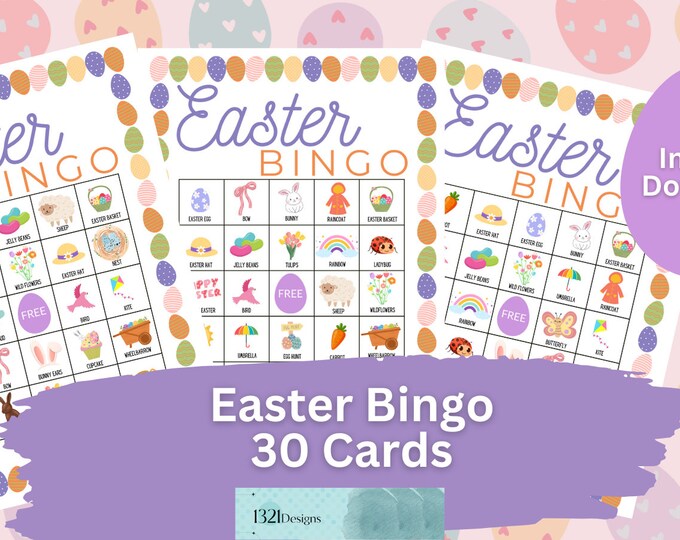 Easter Bingo, 60 Printable Easter Bingo Cards, Easter Activity for Kids ...