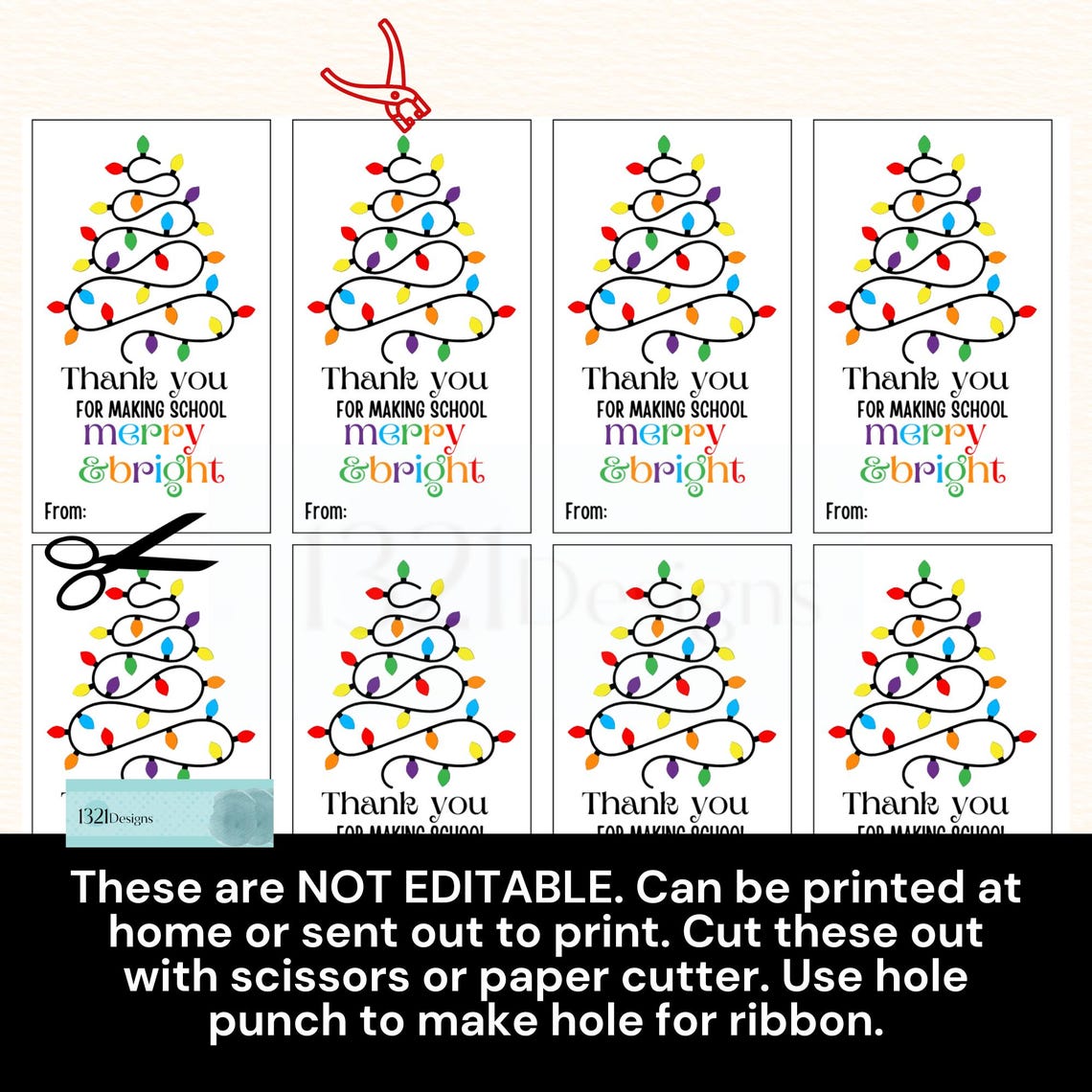 Printable School Christmas Gift Tag, Thank You for Making School Merry ...