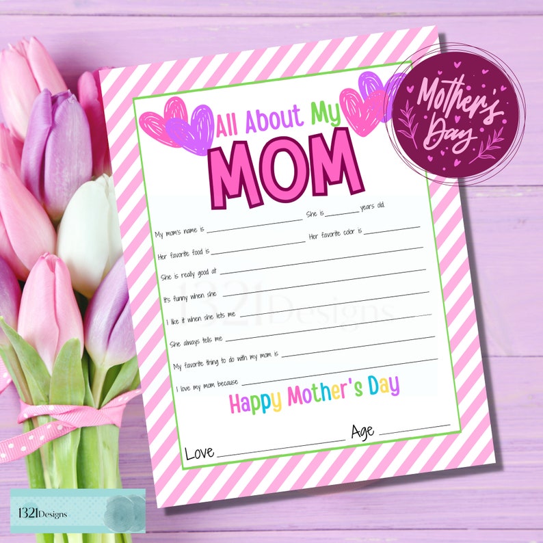 All About Mom PDF Printable Mothers Day Worksheet for Kids, Mothers Day ...
