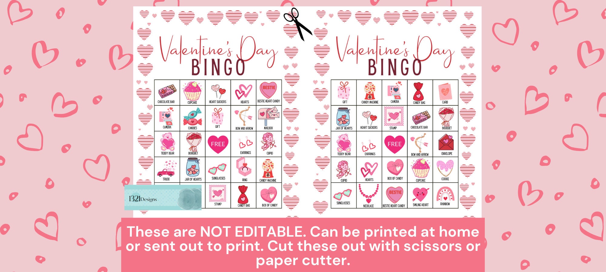 Valentine's Day Bingo, Valentine Printable Bingo Cards, Valentine's ...
