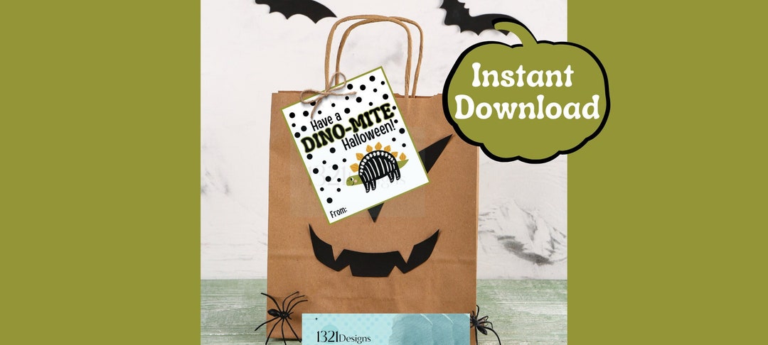 Printable Dinosaur Skeleton Halloween Gift Tags (digital Download) - Etsy