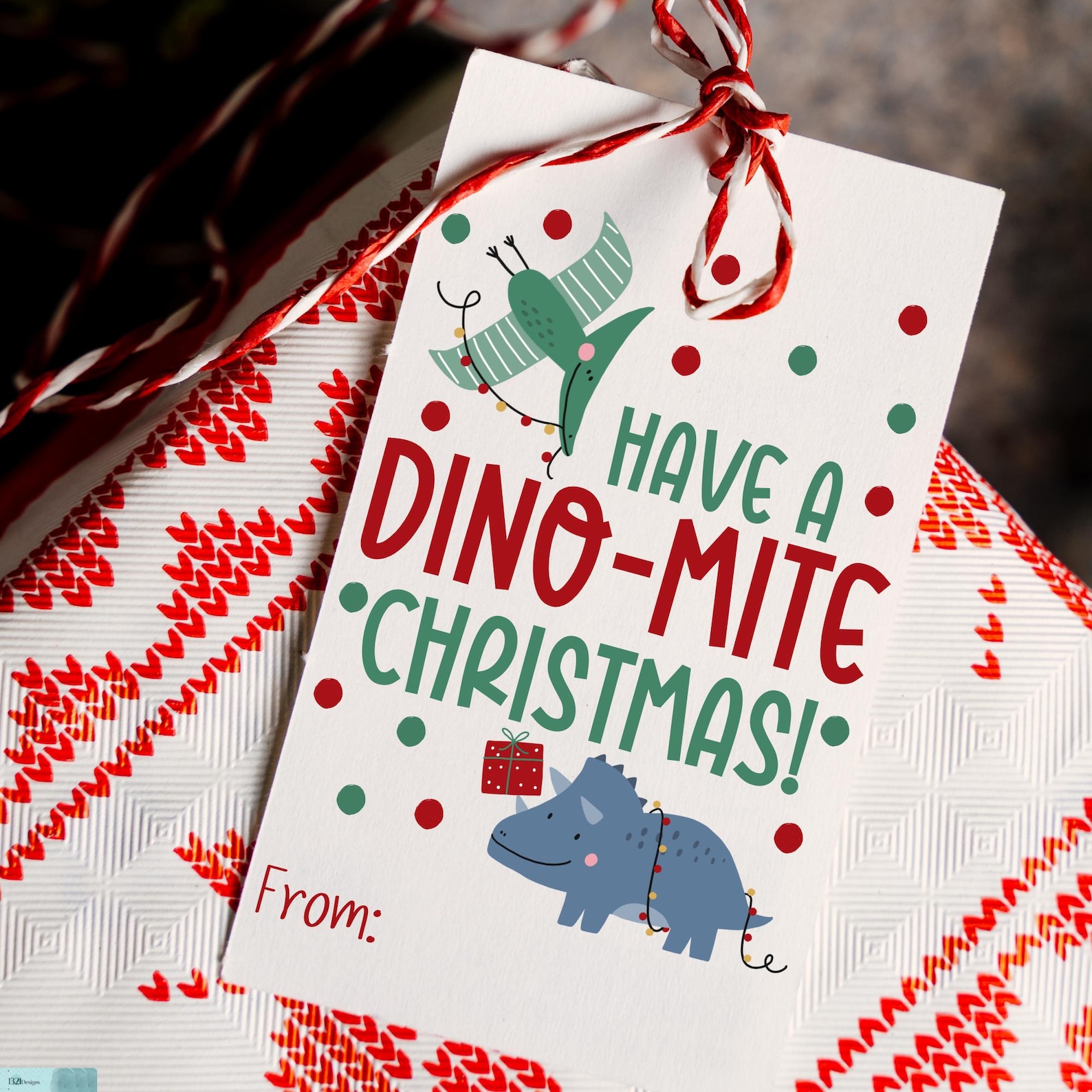 Dinosaur Christmas Gift Tags, Dino-mite Printable (digital Download ...