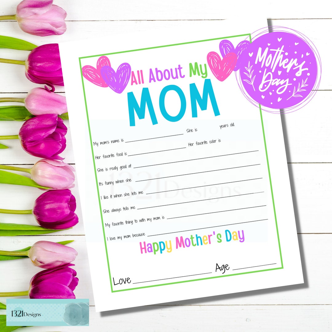 All About Mom PDF Printable Mothers Day Worksheet for Kids, Mothers Day ...