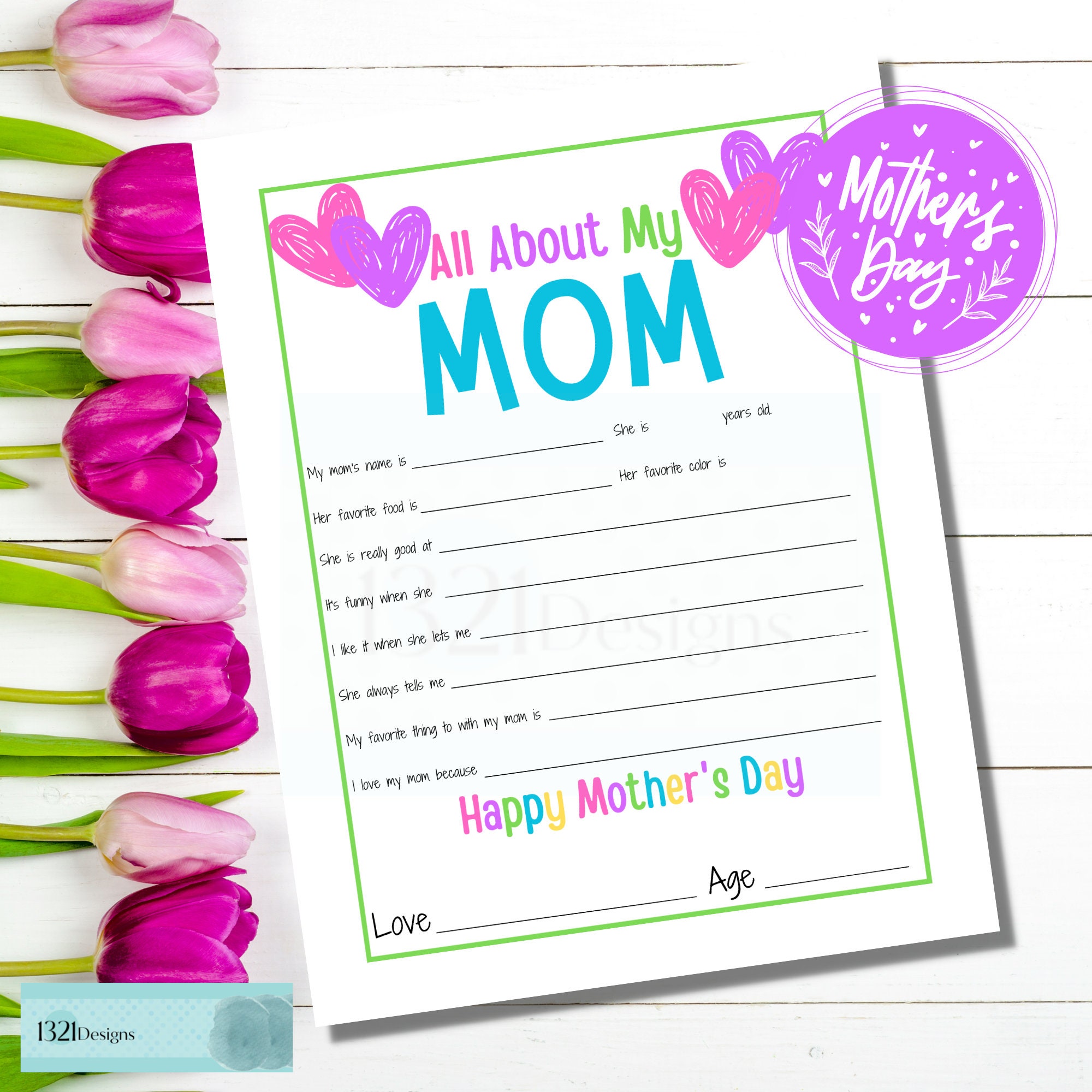 All About Mom PDF Printable Mothers Day Worksheet for Kids, Mothers Day ...