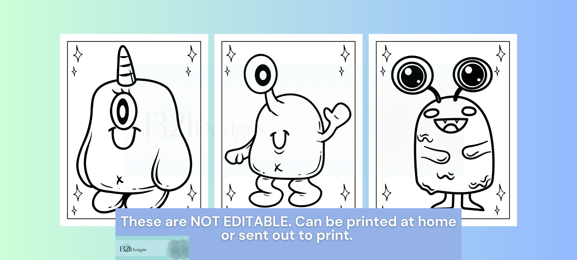 Printable Cute Monster Coloring Pages, Instant Download and Print ...