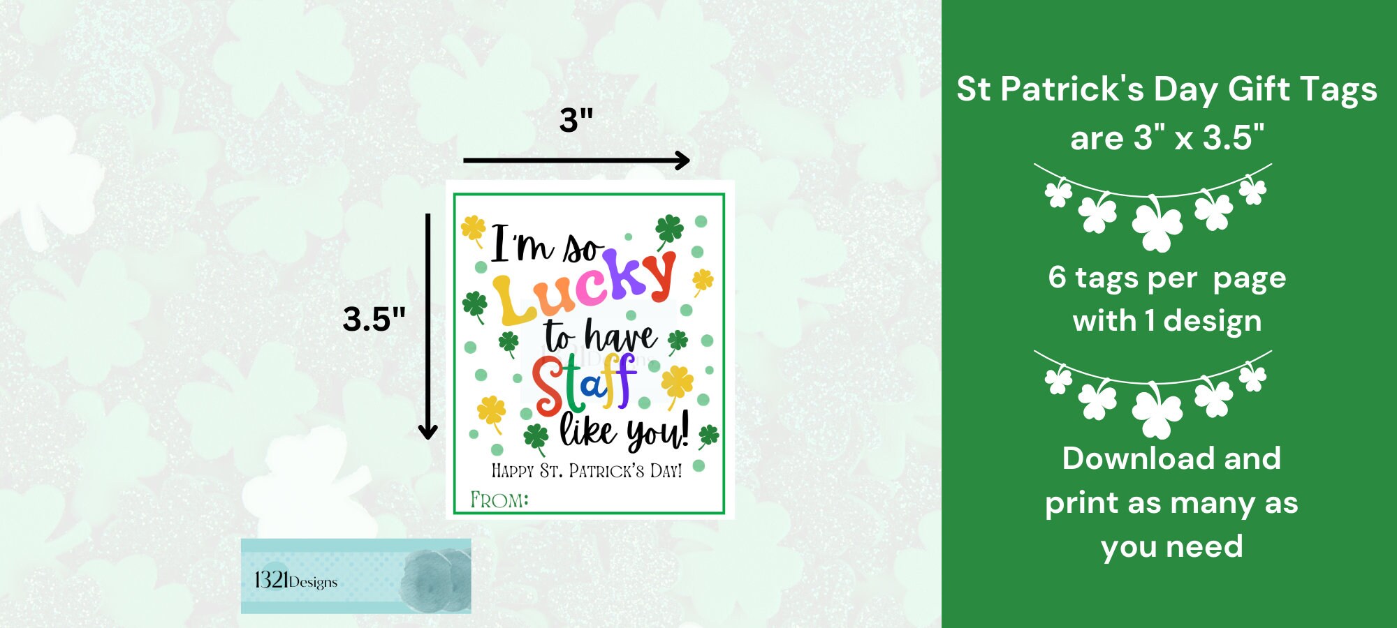 St. Patrick's Day Staff Gift Tag, Printable Gift Tag, Lucky to Have You ...