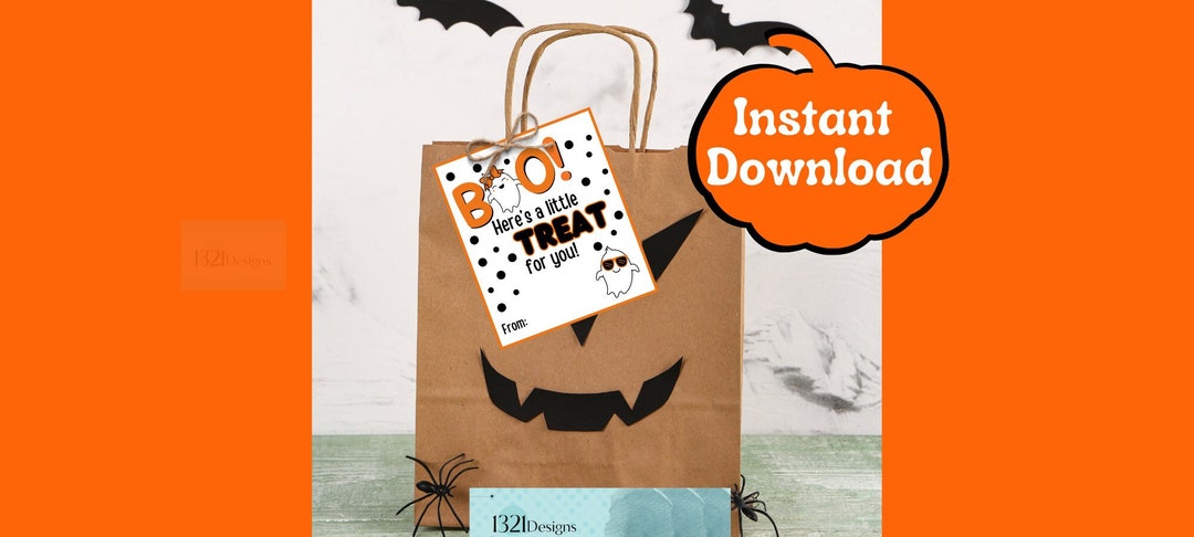 Printable Halloween Treat Bag Tags, Ghost Party Favors (digital ...