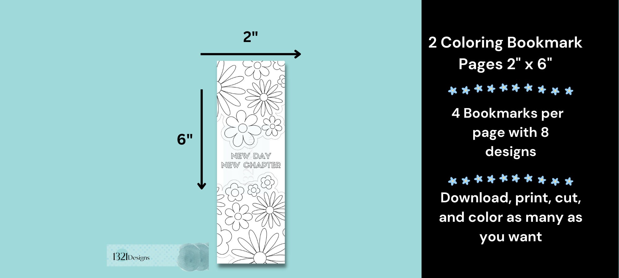 Printable Cute Flower Coloring Bookmarks, Floral Bookmarks, Kids ...