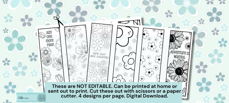 Printable Cute Flower Coloring Bookmarks Floral Bookmarks - Etsy