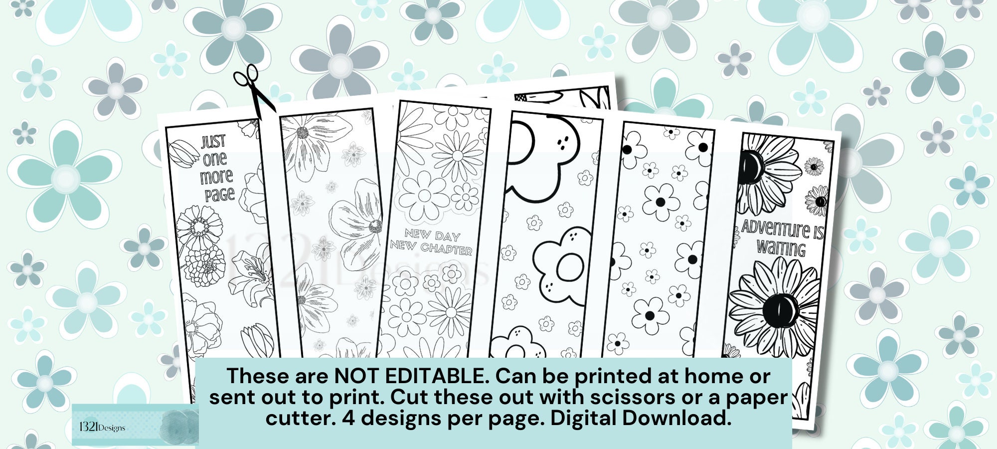 Printable Cute Flower Coloring Bookmarks, Floral Bookmarks, Kids ...