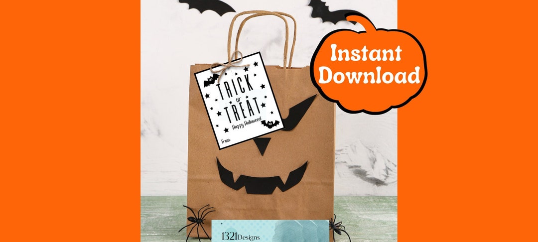 Printable Trick or Treat Halloween Tags, Happy Halloween Gift Tags ...