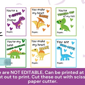 Dinosaur Valentine's Cards Printable Digital Download Preschool ...